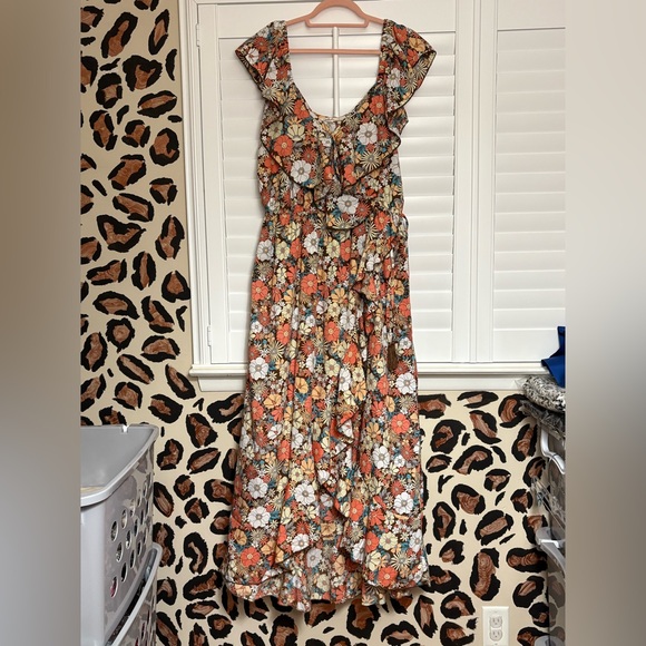 indulge | Dresses | Indulge Floral Maxi Dress In Orange And Cream ...